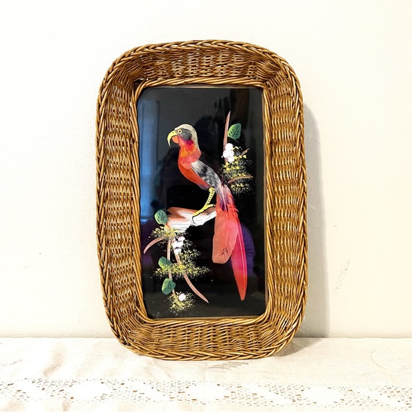 Vintage | Accents | Vtg 5s Mexican Feathercraft Hand Painted Tropical ...